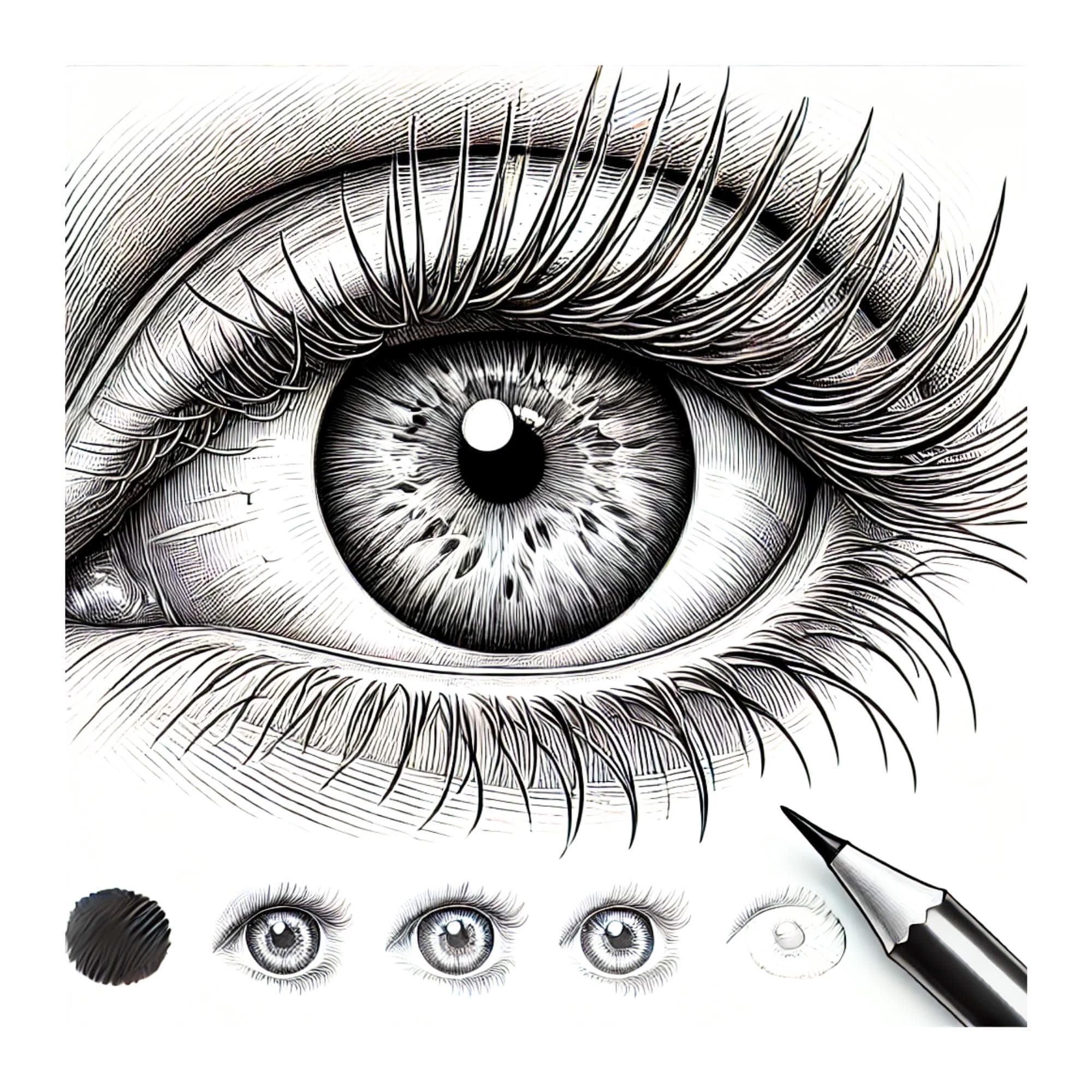 Realistic Human Eye Coloring Pages: Detailed Line Art (digital Download ...