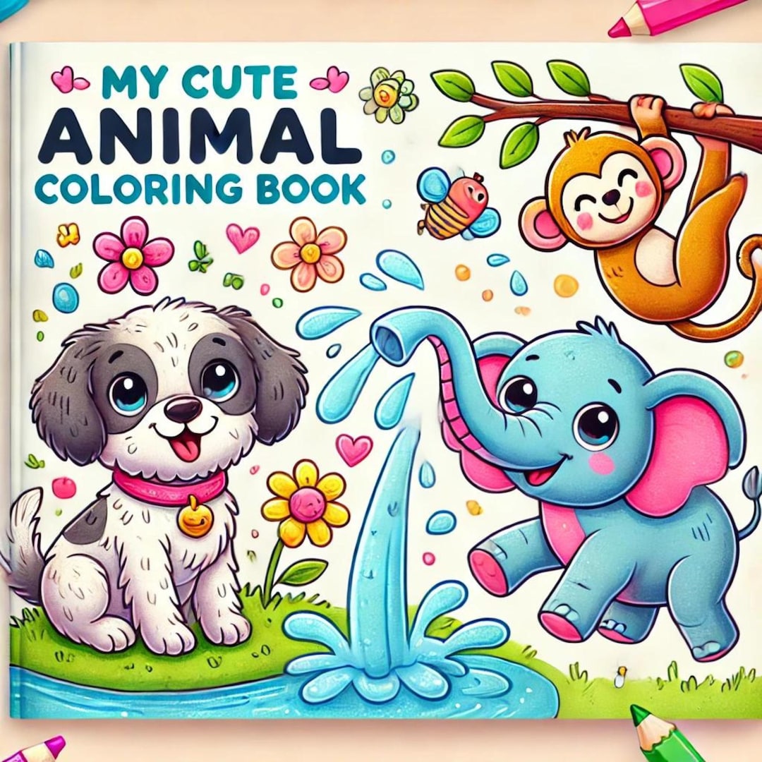 Bold and Easy Cute Animal Coloring Book for Kids - Etsy