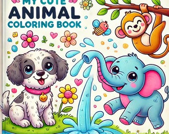 Bold and Easy Cute Animal Coloring Book for Kids | 25 Adorable Designs ...