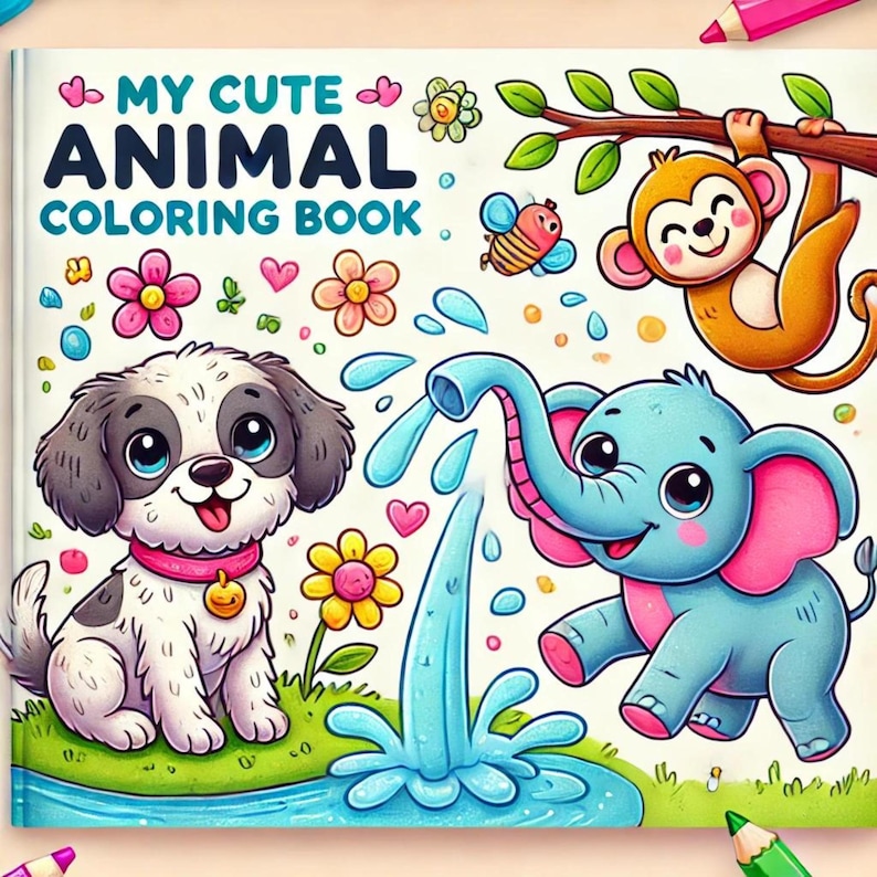 Bold and Easy Cute Animal Coloring Book for Kids - Etsy