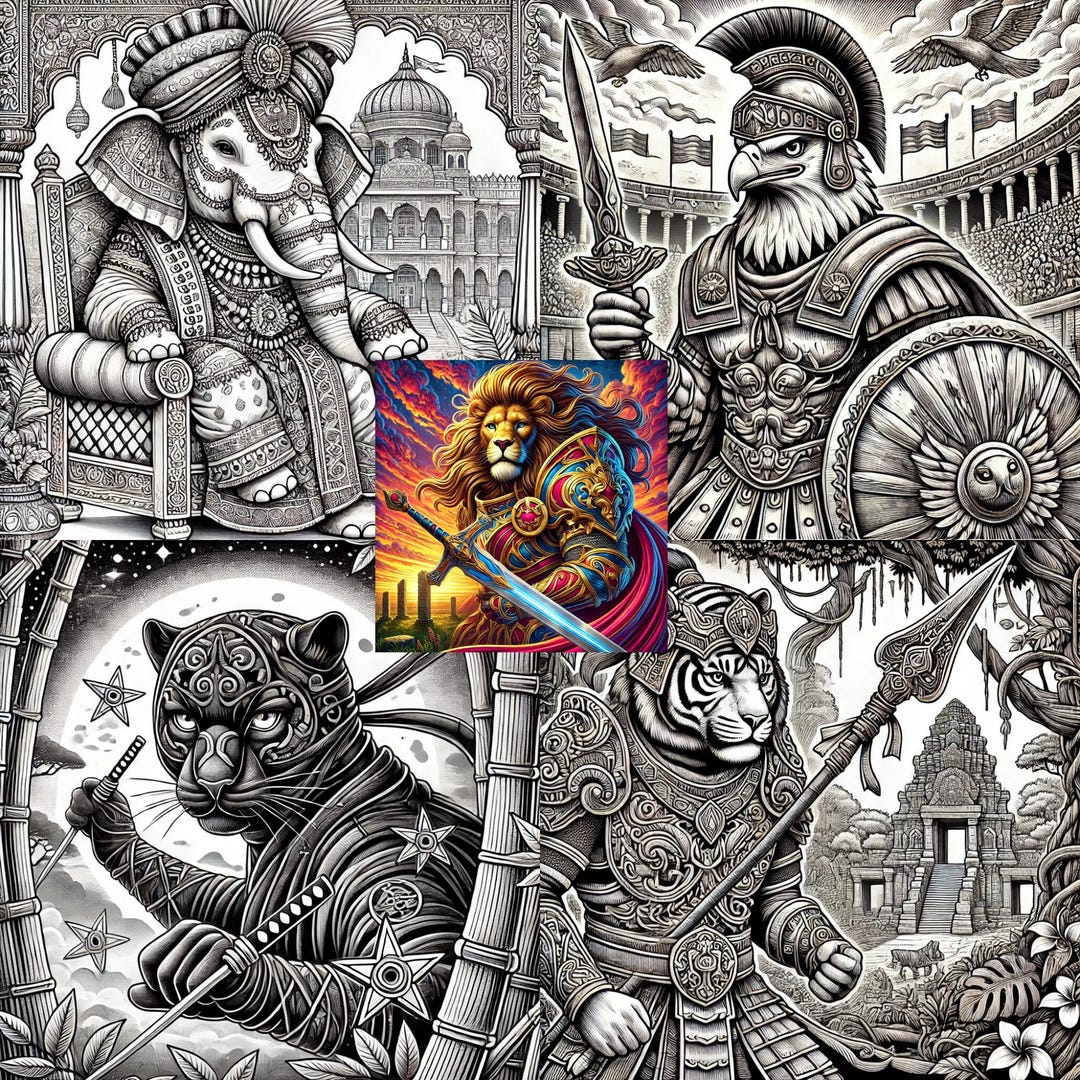 Fierce Beast Warriors Coloring Pages | 25 Legendary Animal Fighters ...