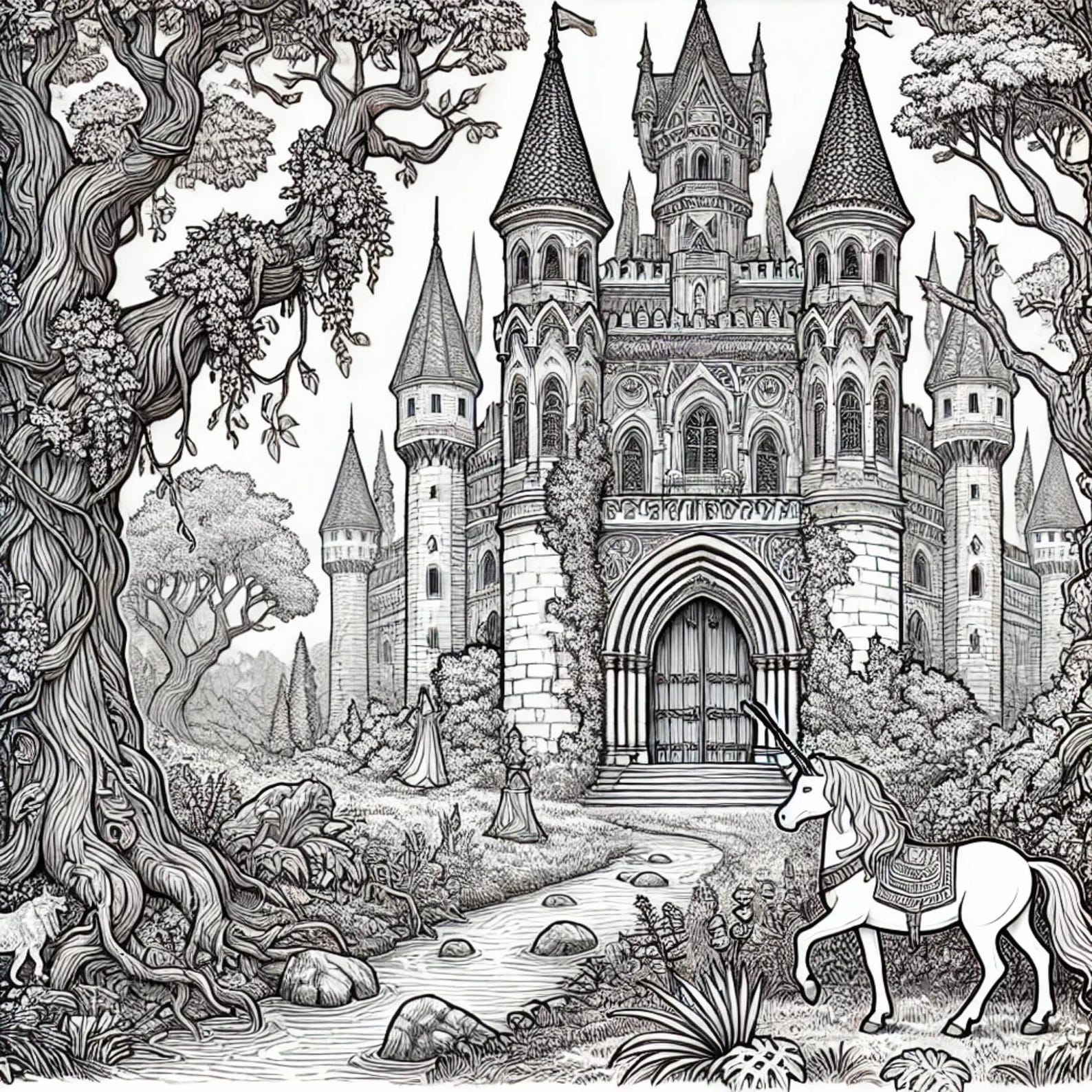 Mystical Castles Coloring Pages: Enchanted Medieval Fantasy Art - Etsy