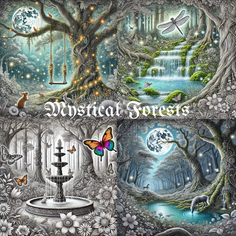 Mystical Forest Coloring Book: Fairies, Creatures, Landscapes (PDF ...