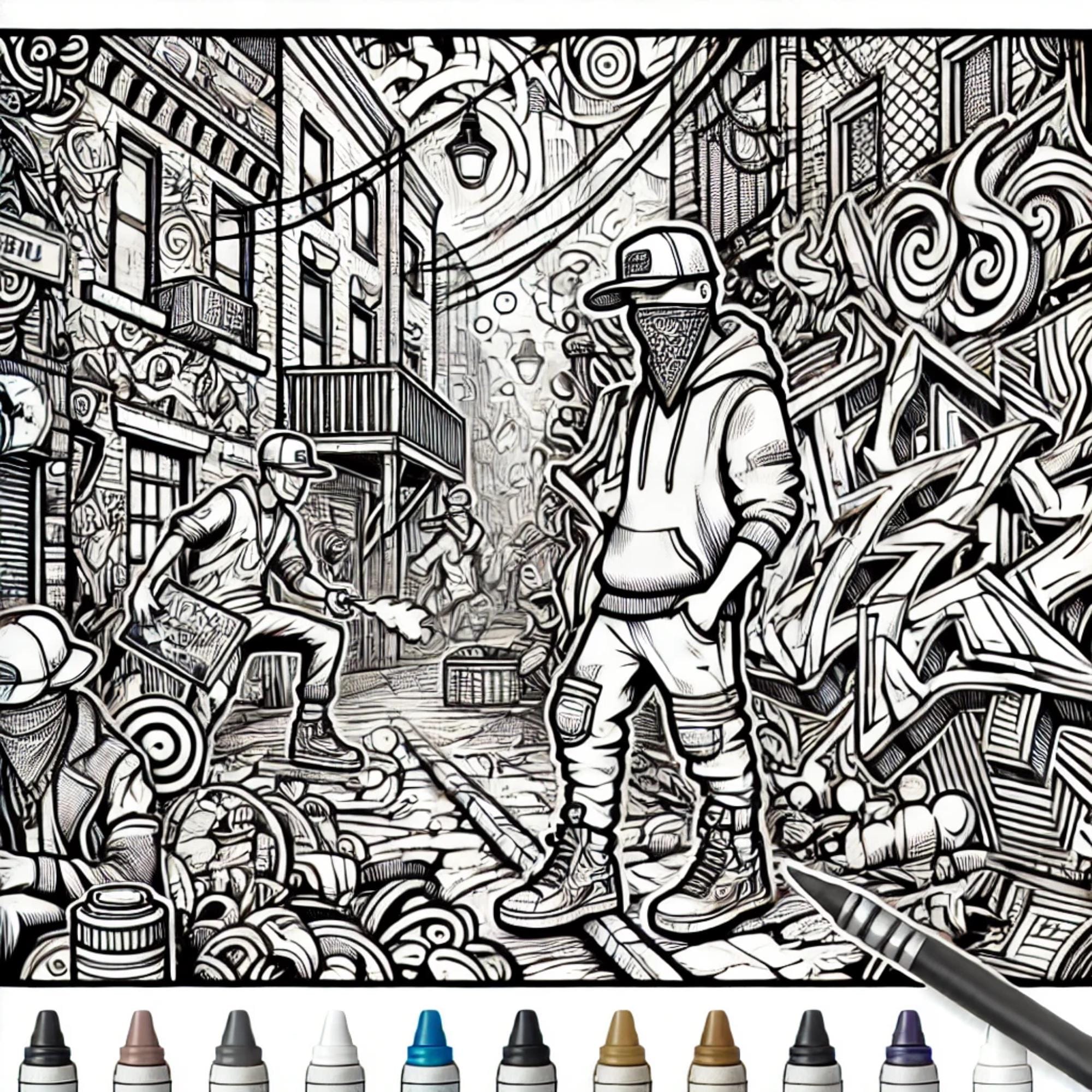 Street Art Coloring Pages – Vibrant Urban Graffiti Patterns - Etsy