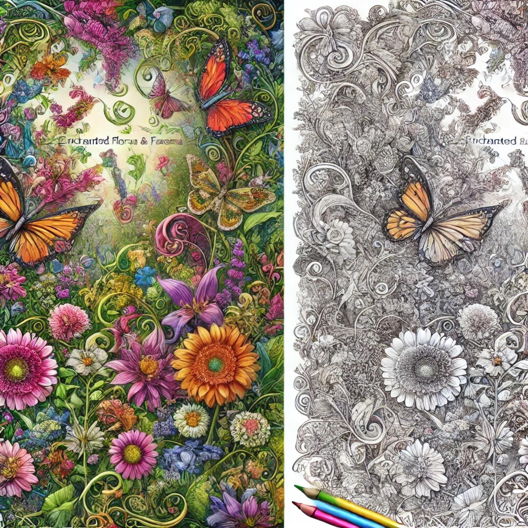 Mystical Gardens Coloring Book: Enchanted Flora & Fauna With Fairies ...