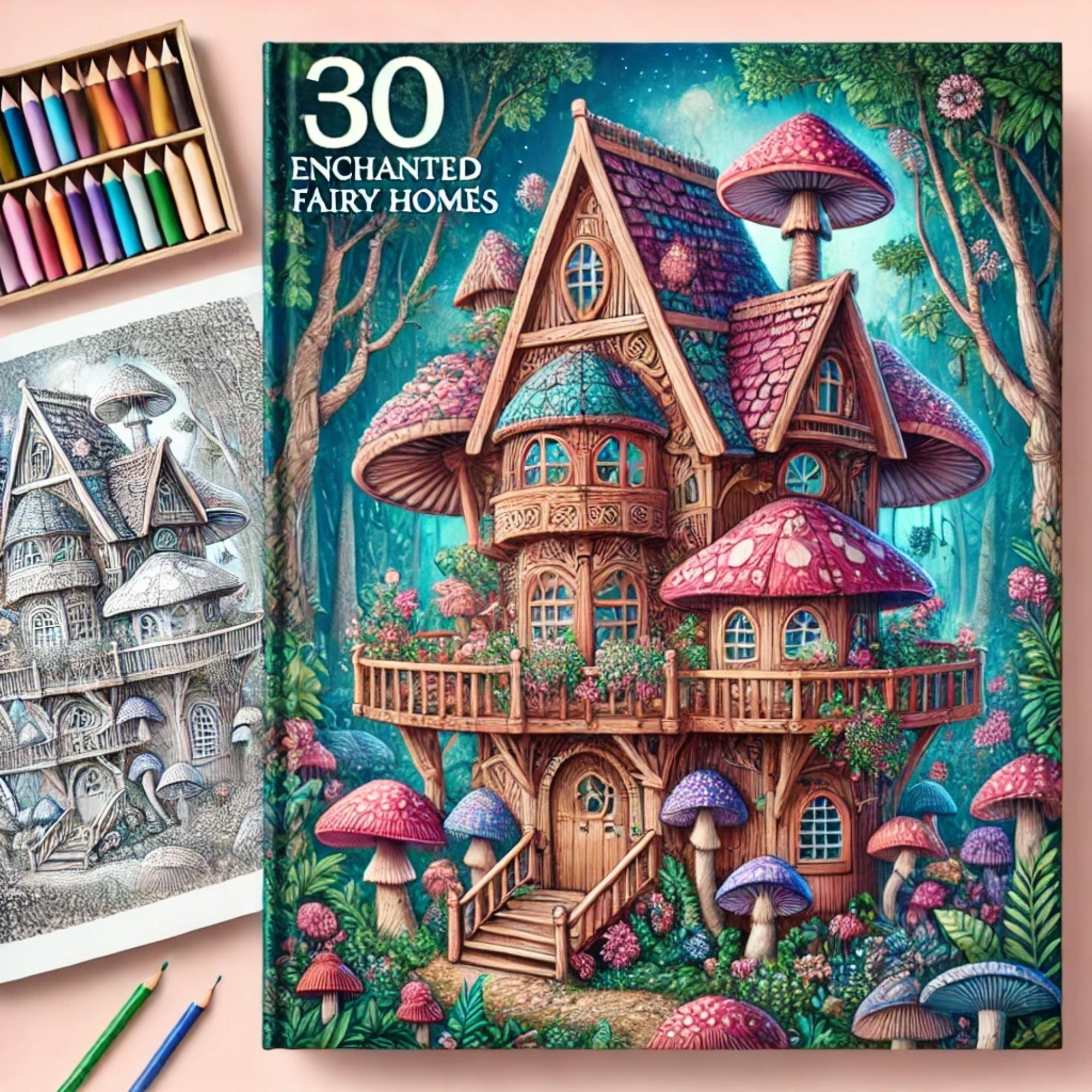 30 Enchanted Fairy Homes Coloring Book – Whimsical Fantasy Mushroom ...