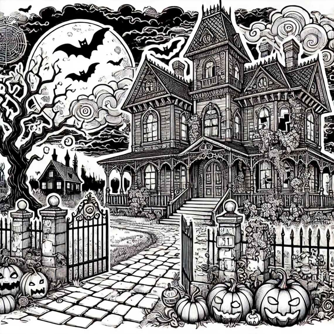 Spooky Halloween Coloring Book: 60 Eerie Pages (PDF Pattern) - Etsy