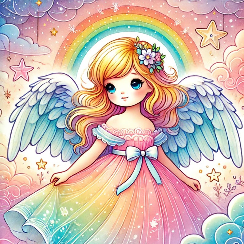 Small Angel Coloring Book for Kids - 25 Pages of Whimsical Angel ...