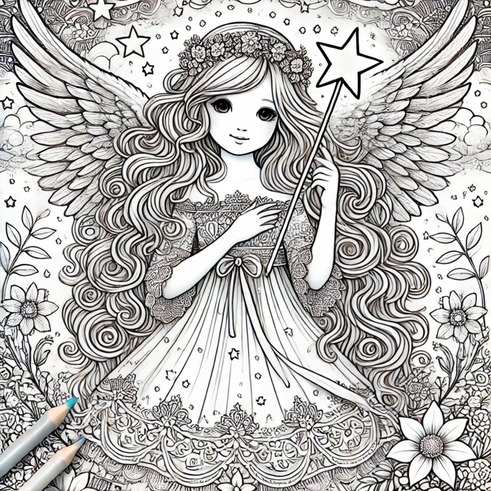 Small Angel Coloring Book for Kids - 25 Pages of Whimsical Angel ...
