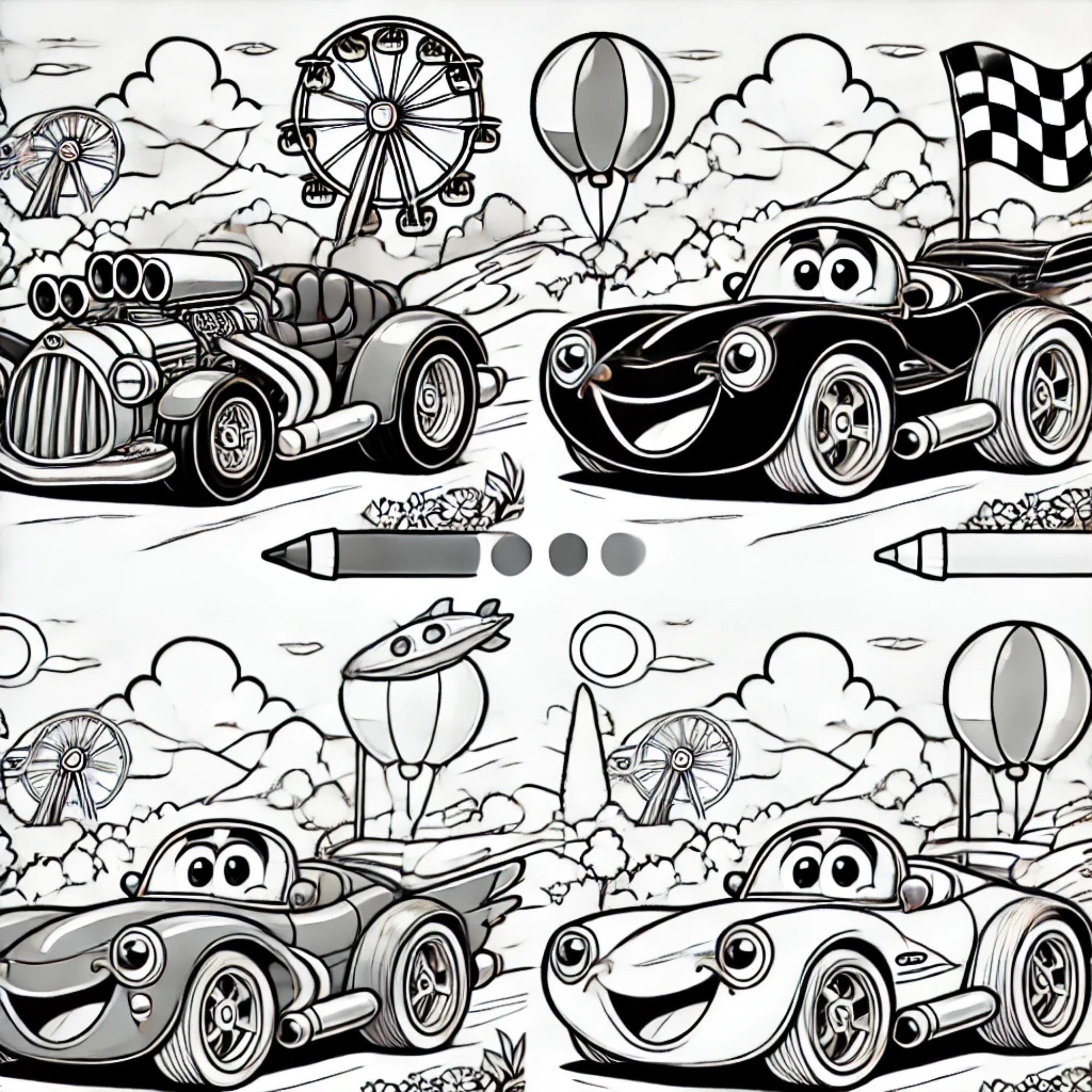 Fast Cars Coloring Book for Kids – 25 Fun & Playful Cartoon Cars to ...