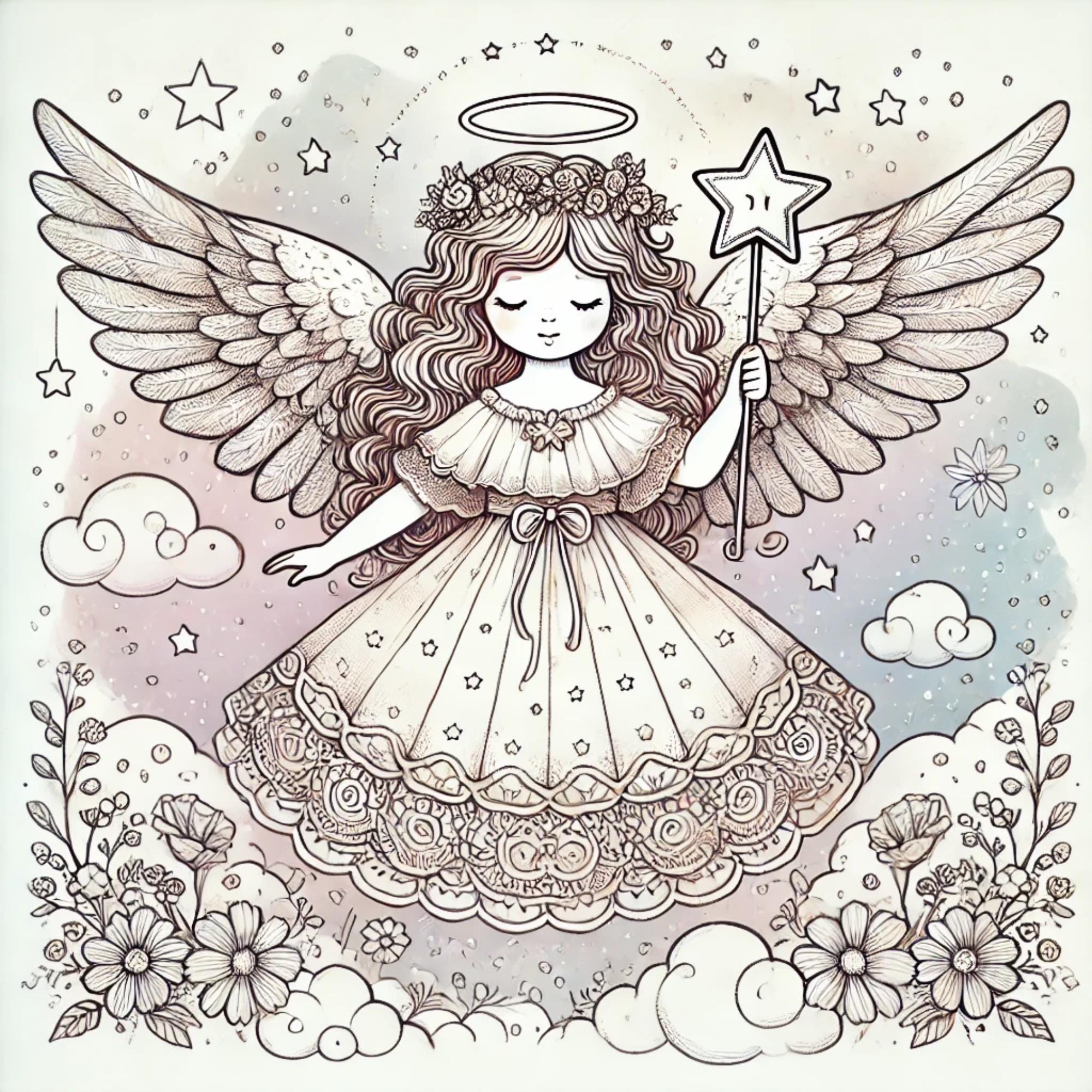 Small Angel Coloring Book for Kids - 25 Pages of Whimsical Angel ...