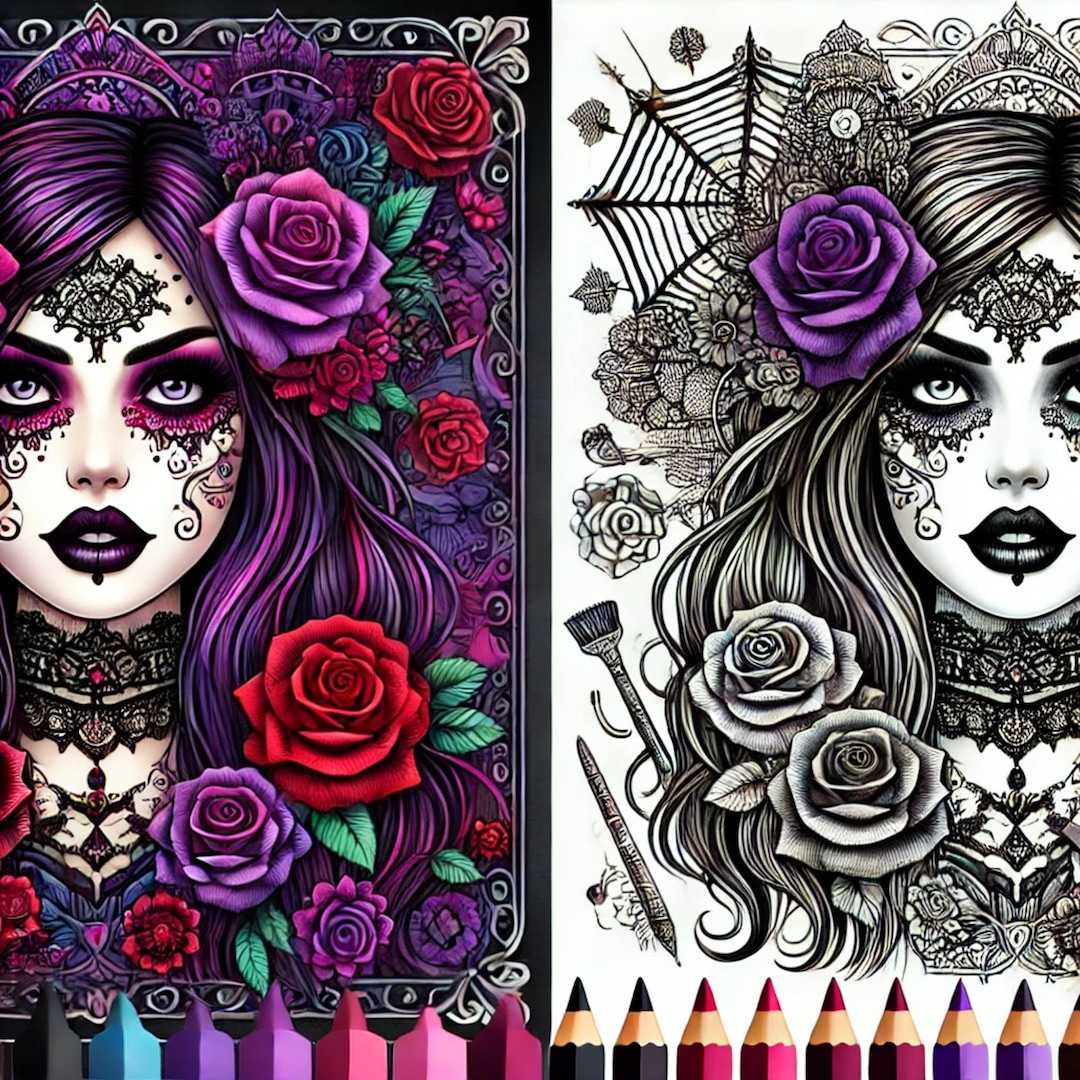 Gothic Elegance Coloring Book Intricate and Beautiful Gothic-themed ...