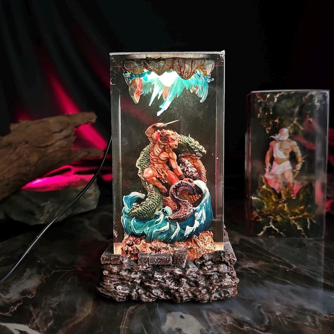 Hercules Epoxy Resin Lamp, Greek Mythology Custom Epoxy Resin Lamp ...