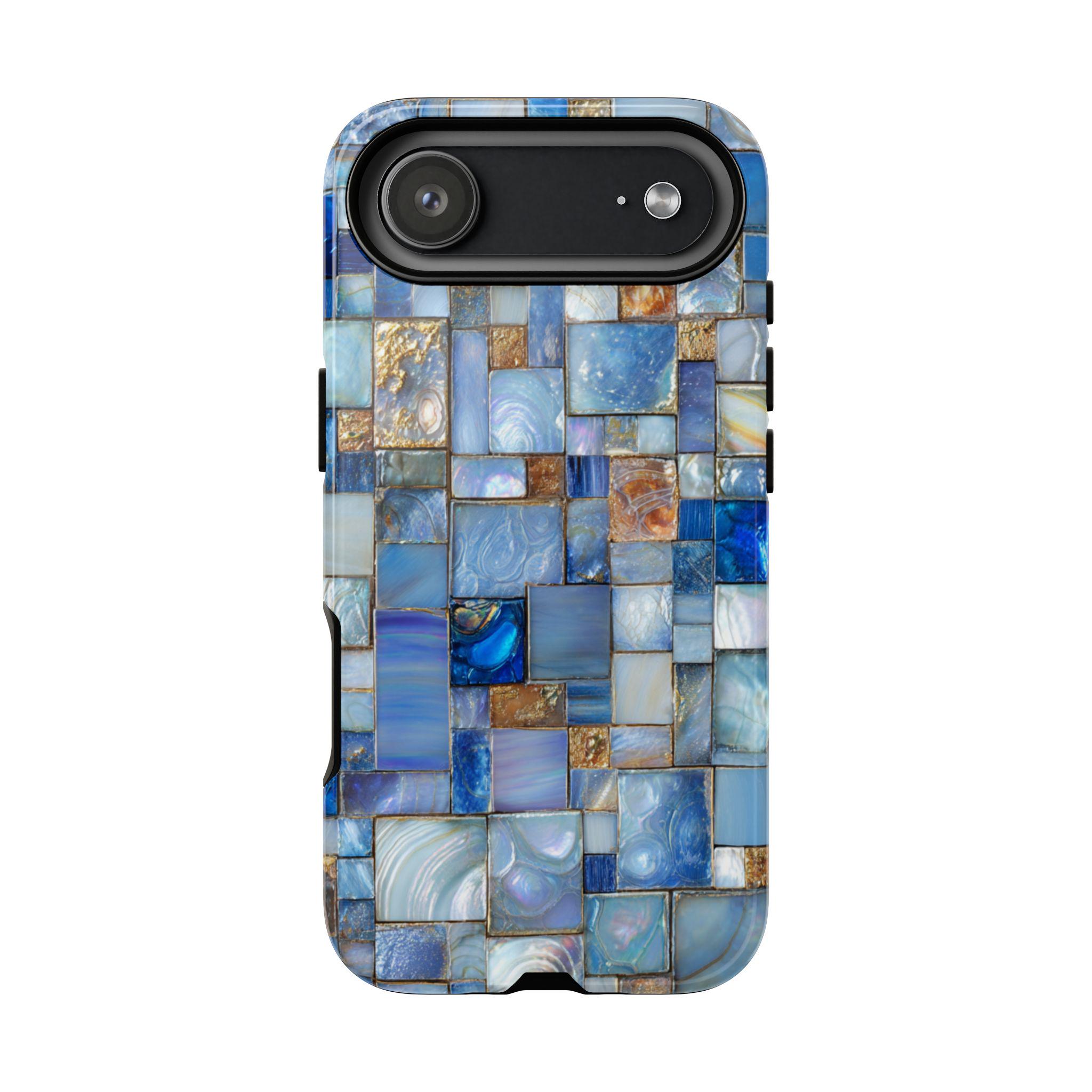 Blue Mosaic Tile Iphone17 16 15 14 Plus Pro Phone Case, Vintage ...