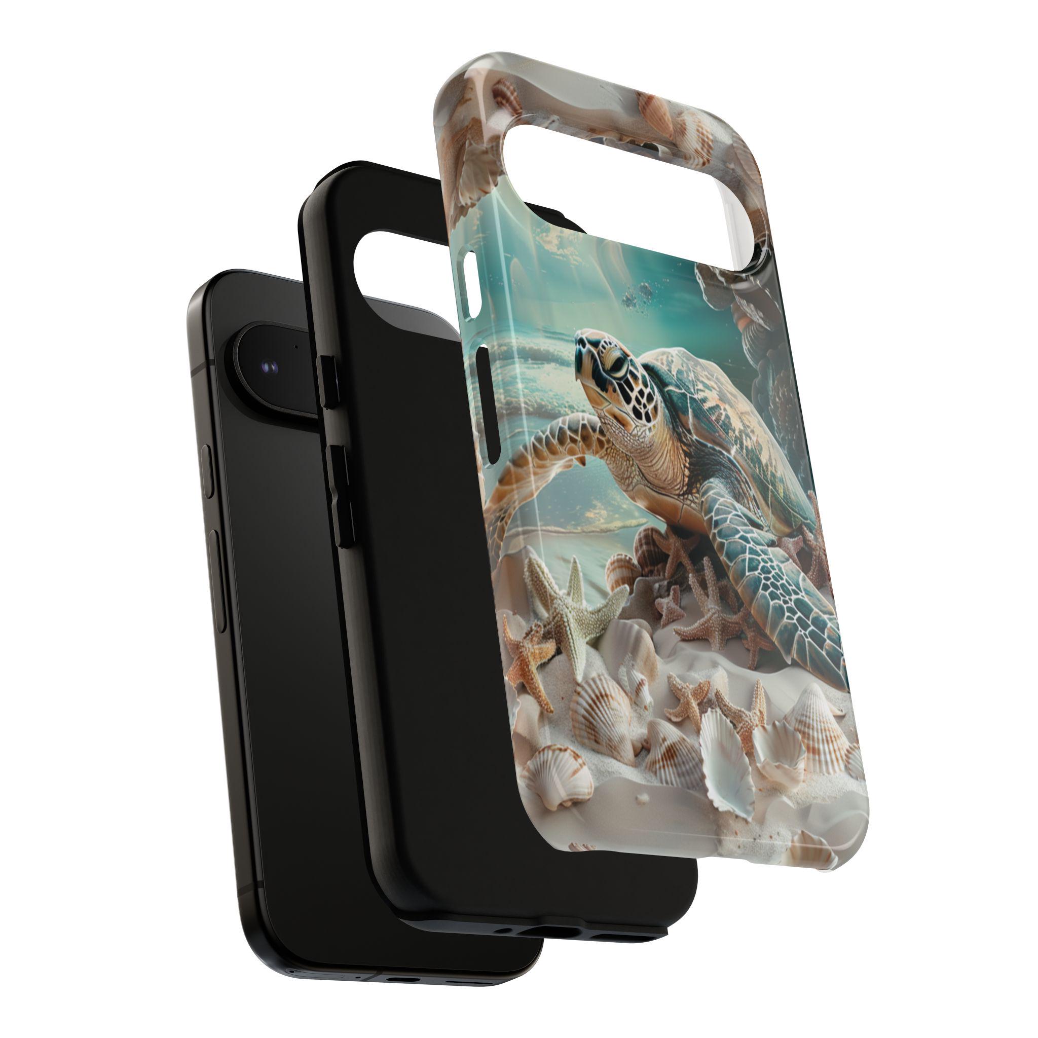 3D Sea Turtle Phone Case, Seashells Samsung Galaxy Ultra Tough Phone ...
