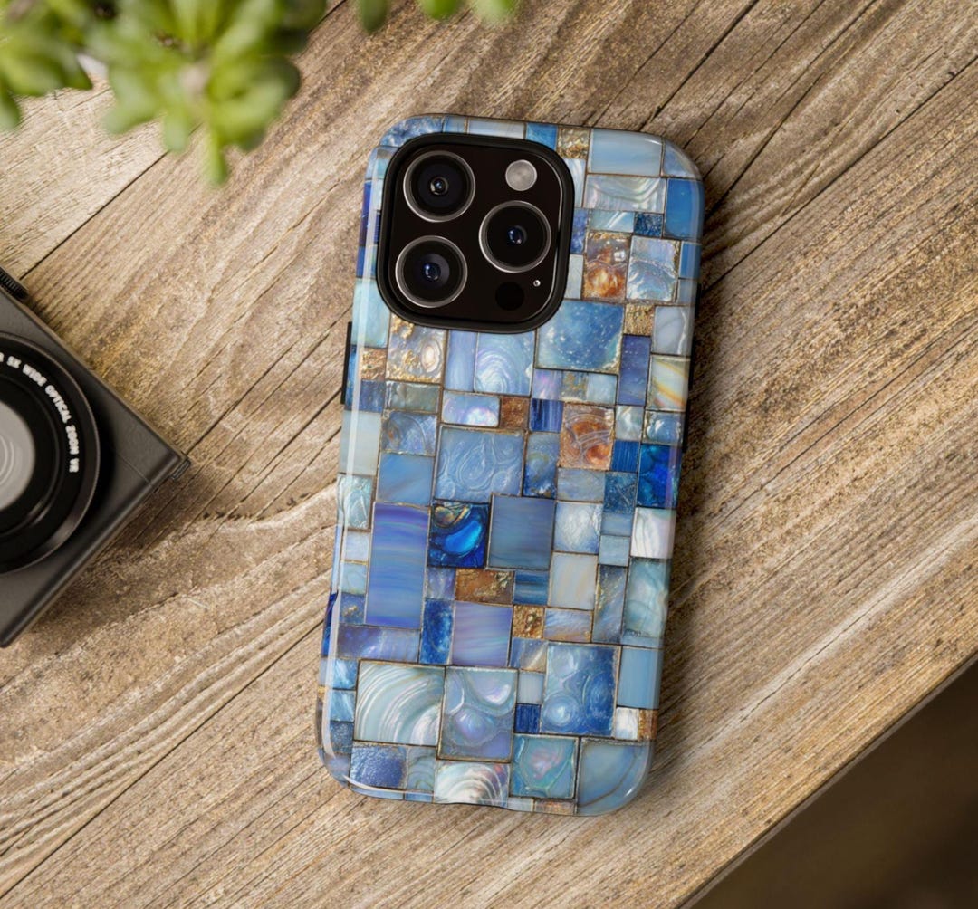 Blue Mosaic Tile Iphone17 16 15 14 Plus Pro Phone Case, Vintage ...