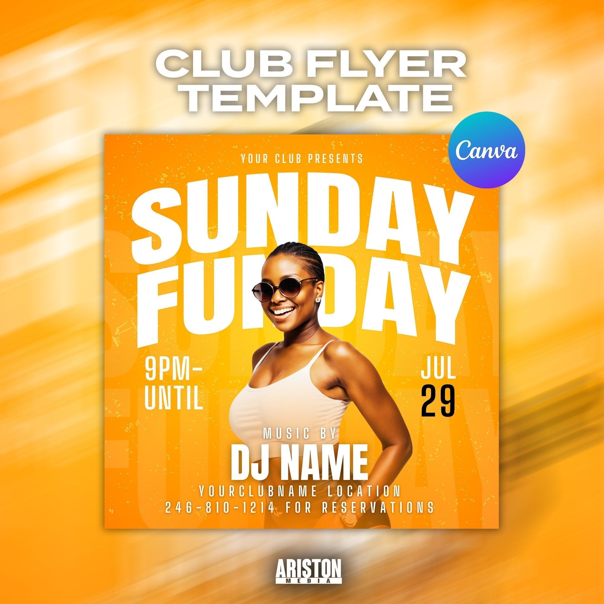 Sunday Funday Editable Club Flyer, DIY Event Flyer, Party Flyer ...