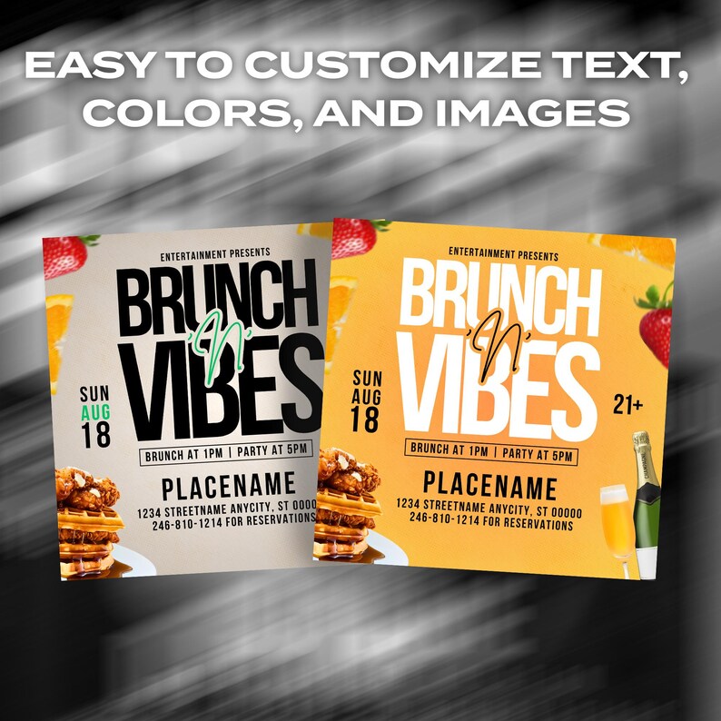 Editable Brunch Vibes Flyer, DIY Brunch Invitation Flyer, Event Flyer ...