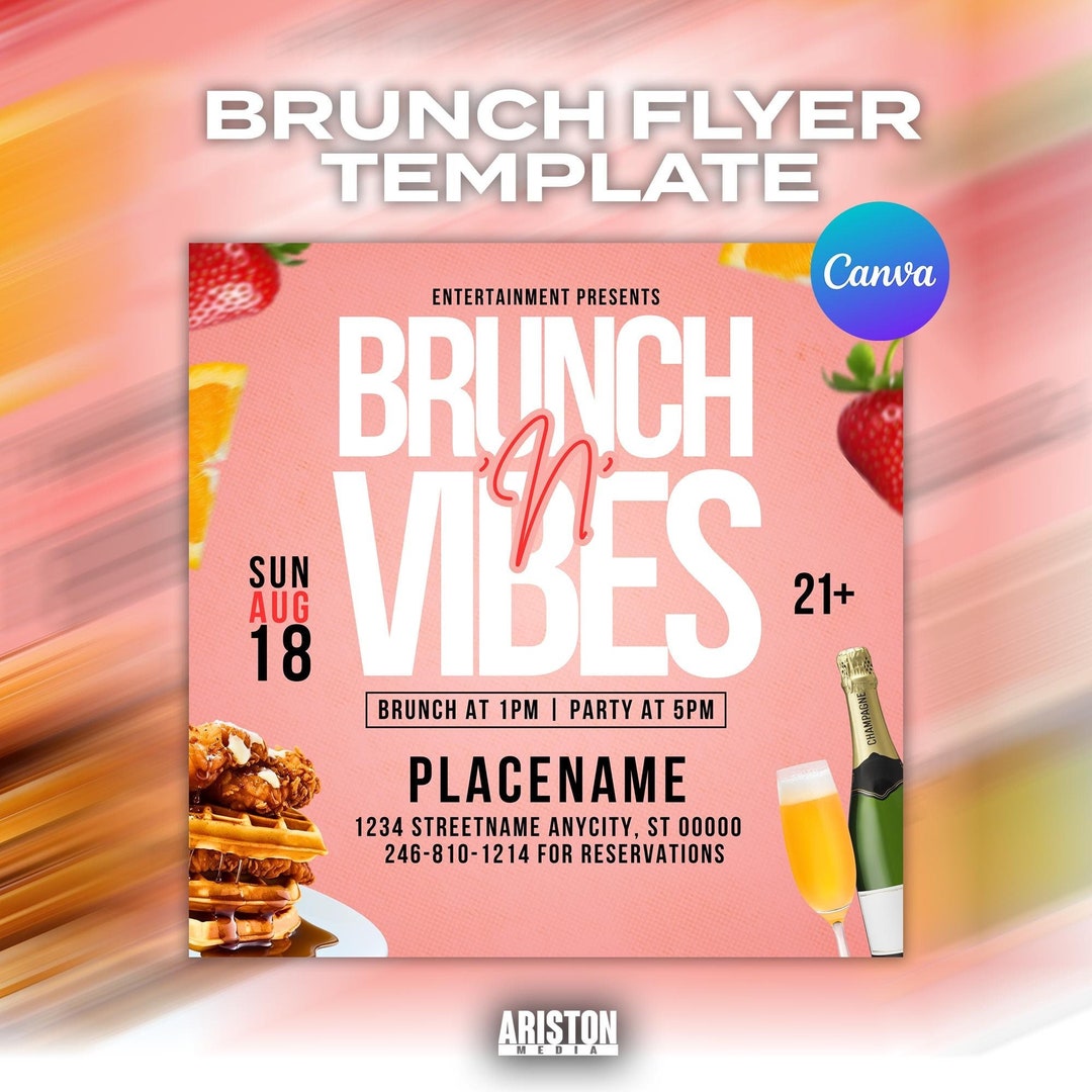 Editable Brunch Vibes Flyer, DIY Brunch Invitation Flyer, Event Flyer ...