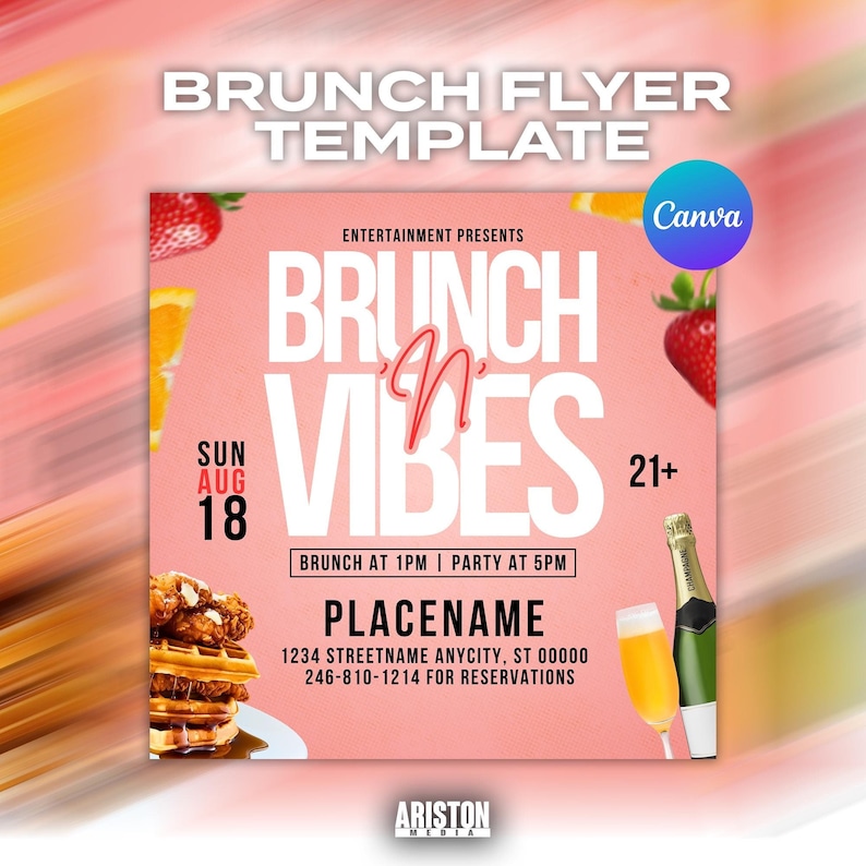 Editable Brunch Vibes Flyer, DIY Brunch Invitation Flyer, Event Flyer ...