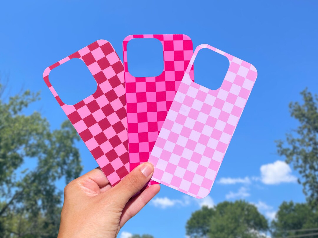 Hot Pink, Light Pink and Red Checkered Phone Case Inserts for Clear ...