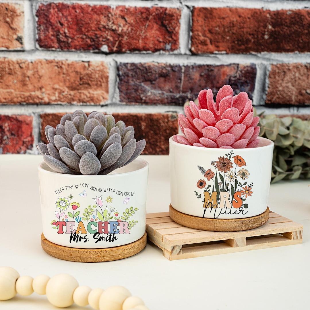 Custom Teacher Plant Pot, Back to School, Teacher Plant Custom Flower ...