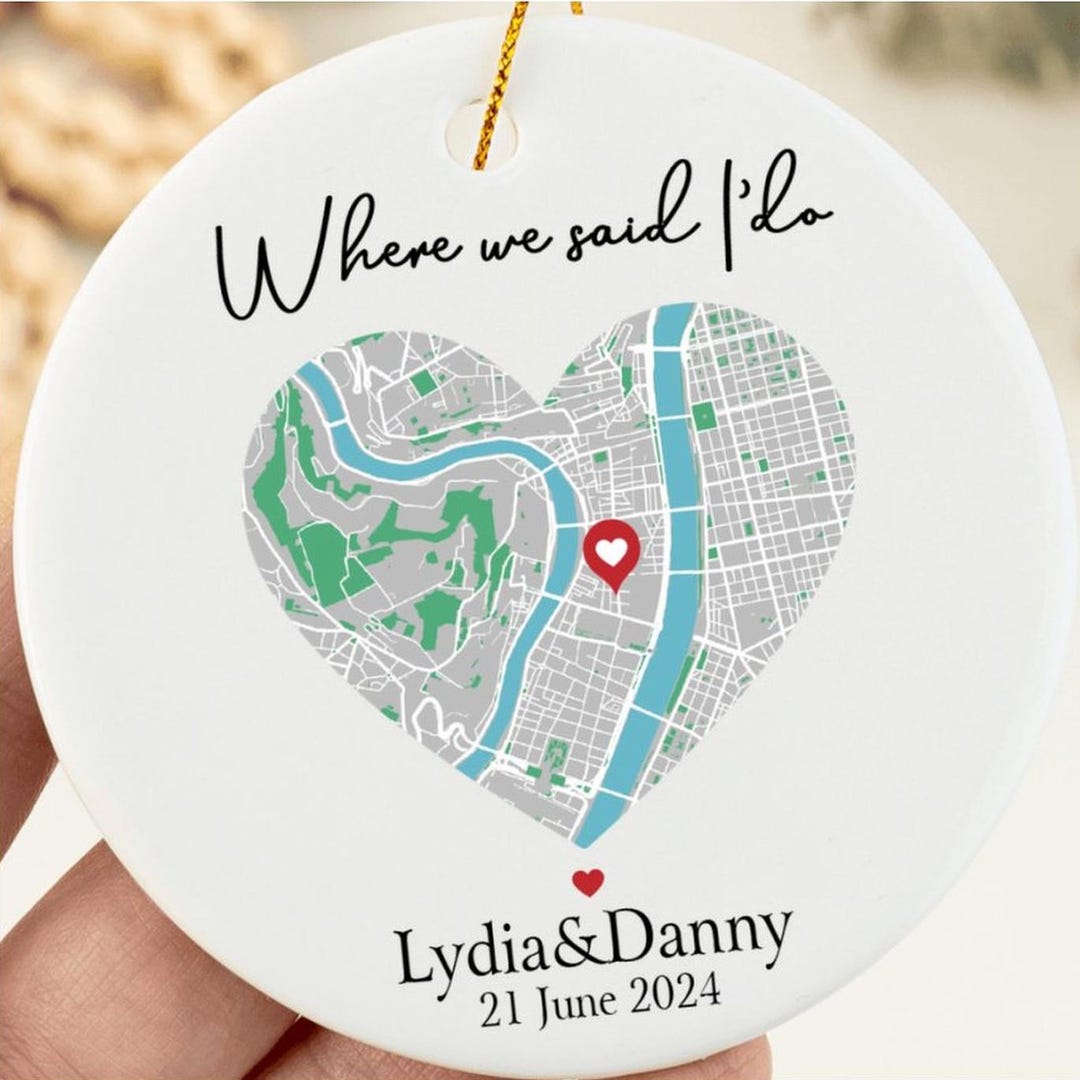 Where We Said I Do Ornament With Map, Location Ornament for Newlywed ...