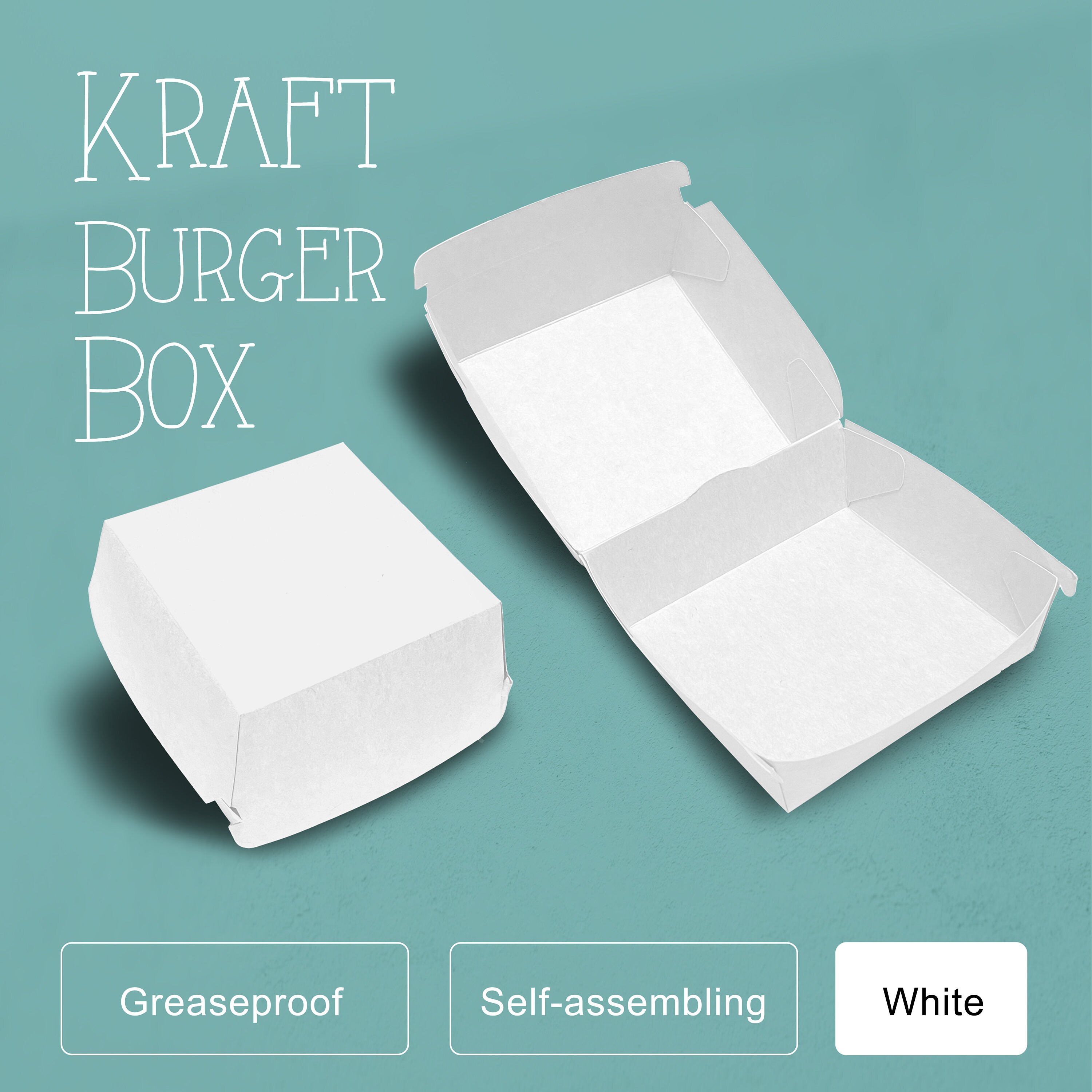 Burger Boxes / Takeout Food Boxes / 4.3x4.3x3.1 in Height / 110x110x80 ...
