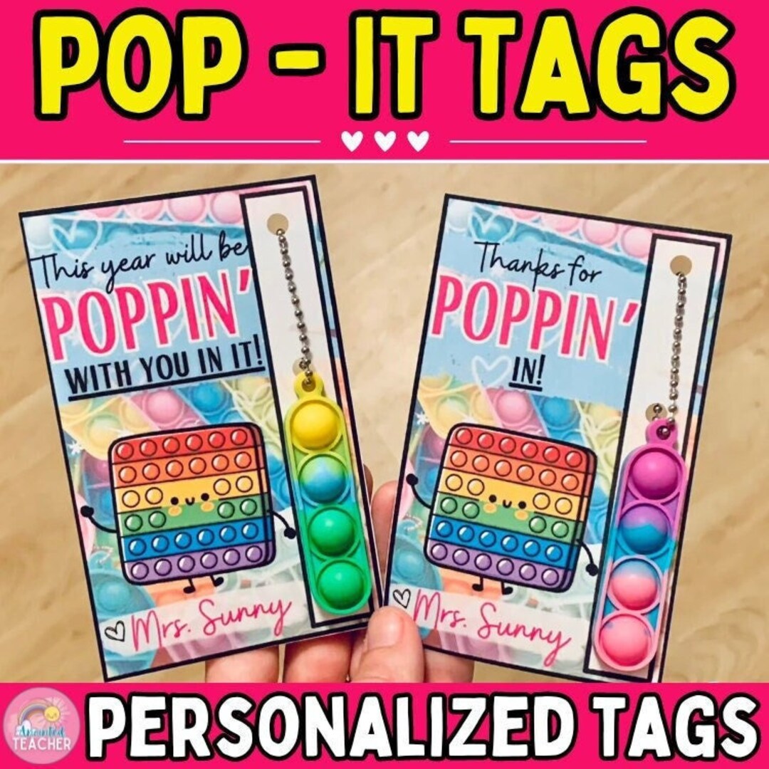 Poppin' School Year Back to School Personalized Tag With Pop-it Fidget ...