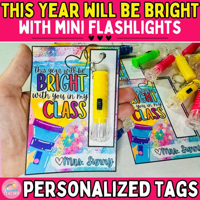 Bright School Year Back to School Personalized Tag With Flashlight for ...