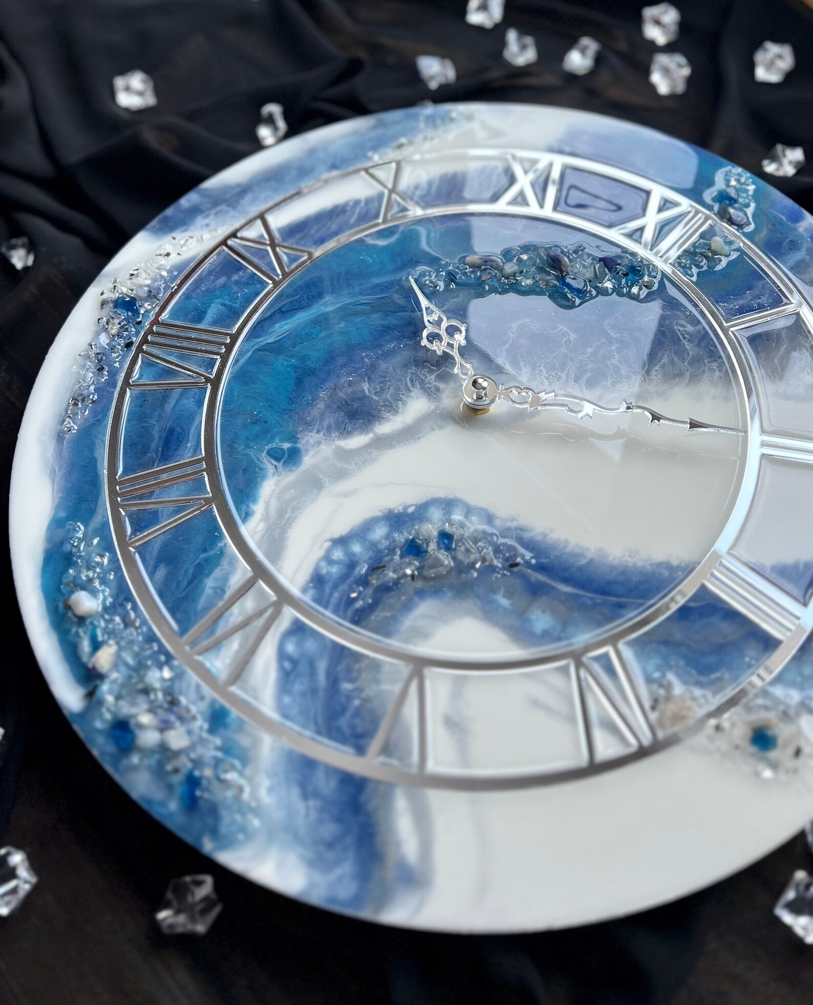 Resin Clocks for Wall, Unique Resin Art Clock, Large Epoxy Wall Clock ...