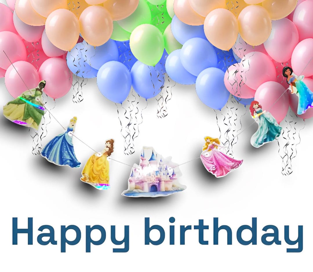 Princess, Princess, Cinderella, Belle, Ariel, Girlande, Streamer ...