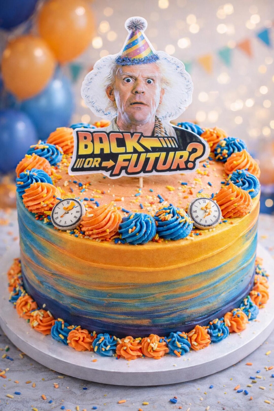 Back or Future. Funny Doc Topper Birthday – Cake Decoration – Party ...