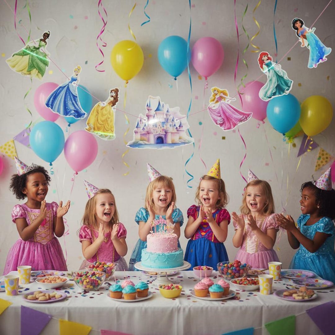 Princess, Princess, Cinderella, Belle, Ariel, Girlande, Streamer ...