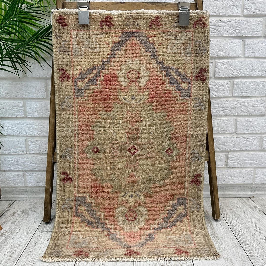 Small Turkish Rug, Vintage Rug, Doormat Rug, Oushak Rug, Handmade Rug ...
