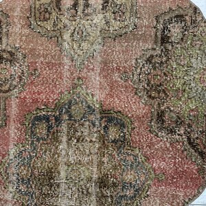 Vintage Round Turkish Rug, 3x3 Handwoven Distressed Rug, Boho Home ...