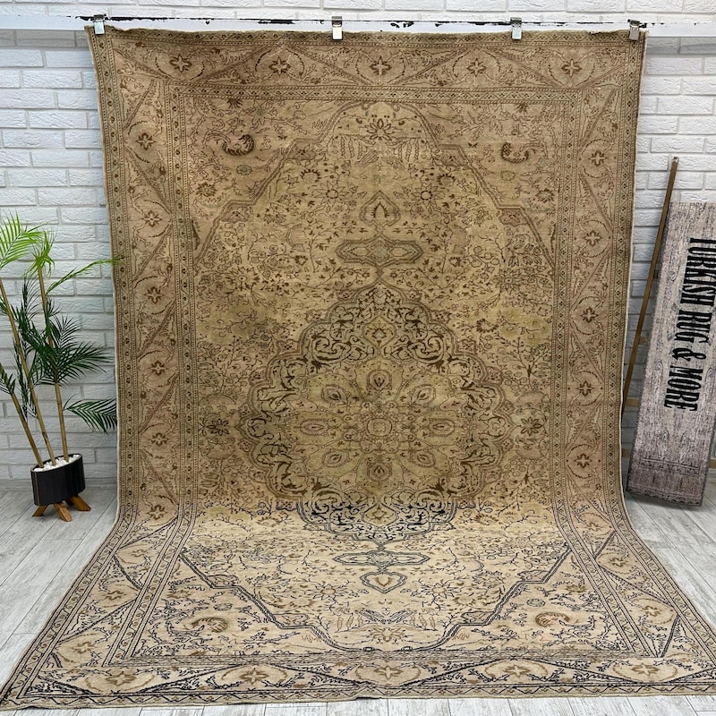 Large Turkish Rug Taupe - Etsy UK