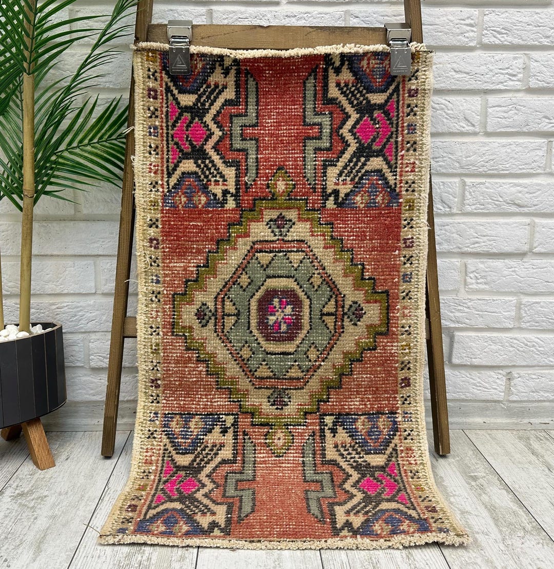 1x2 Small Wool Rug, Entry Rug, Small Moroccan Rug, Rustic Rug, Turkey ...