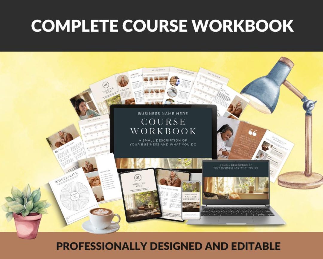Complete Course Workbook Template Customizable in Canva for Business 71 ...