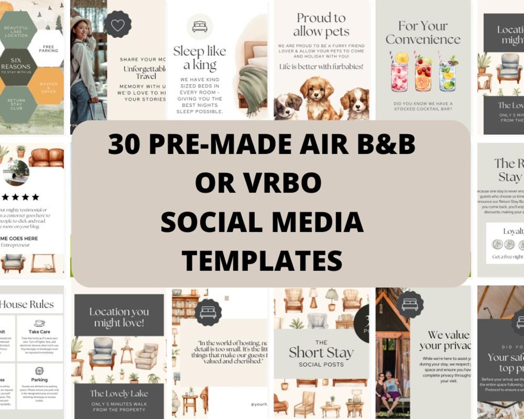Air BB or VRBO Templates for Social Media Business Done for You Content ...