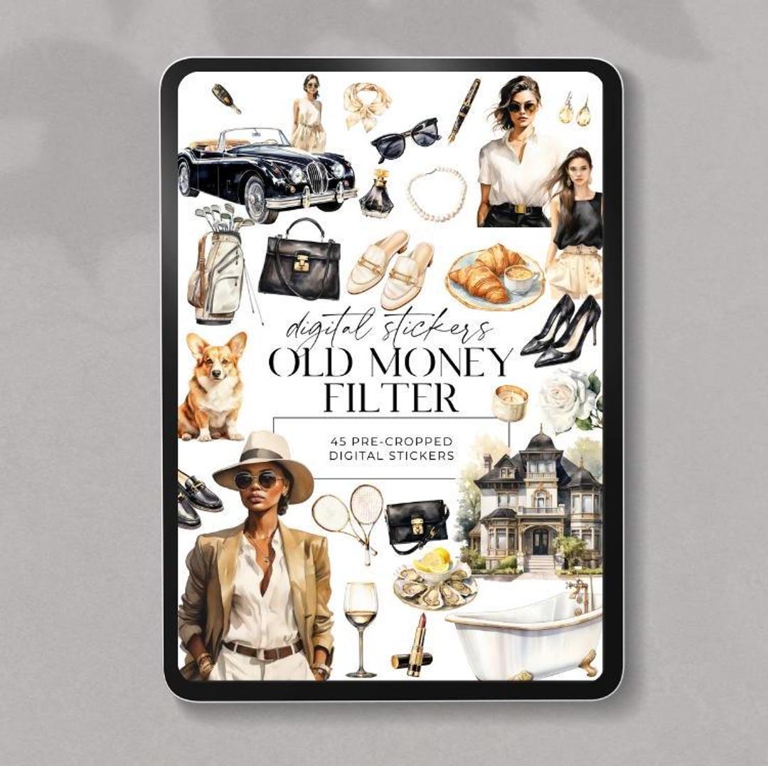 Old Money Aesthetic Themed Digital Stickers 45 PNG Pre-cropped Stickers ...