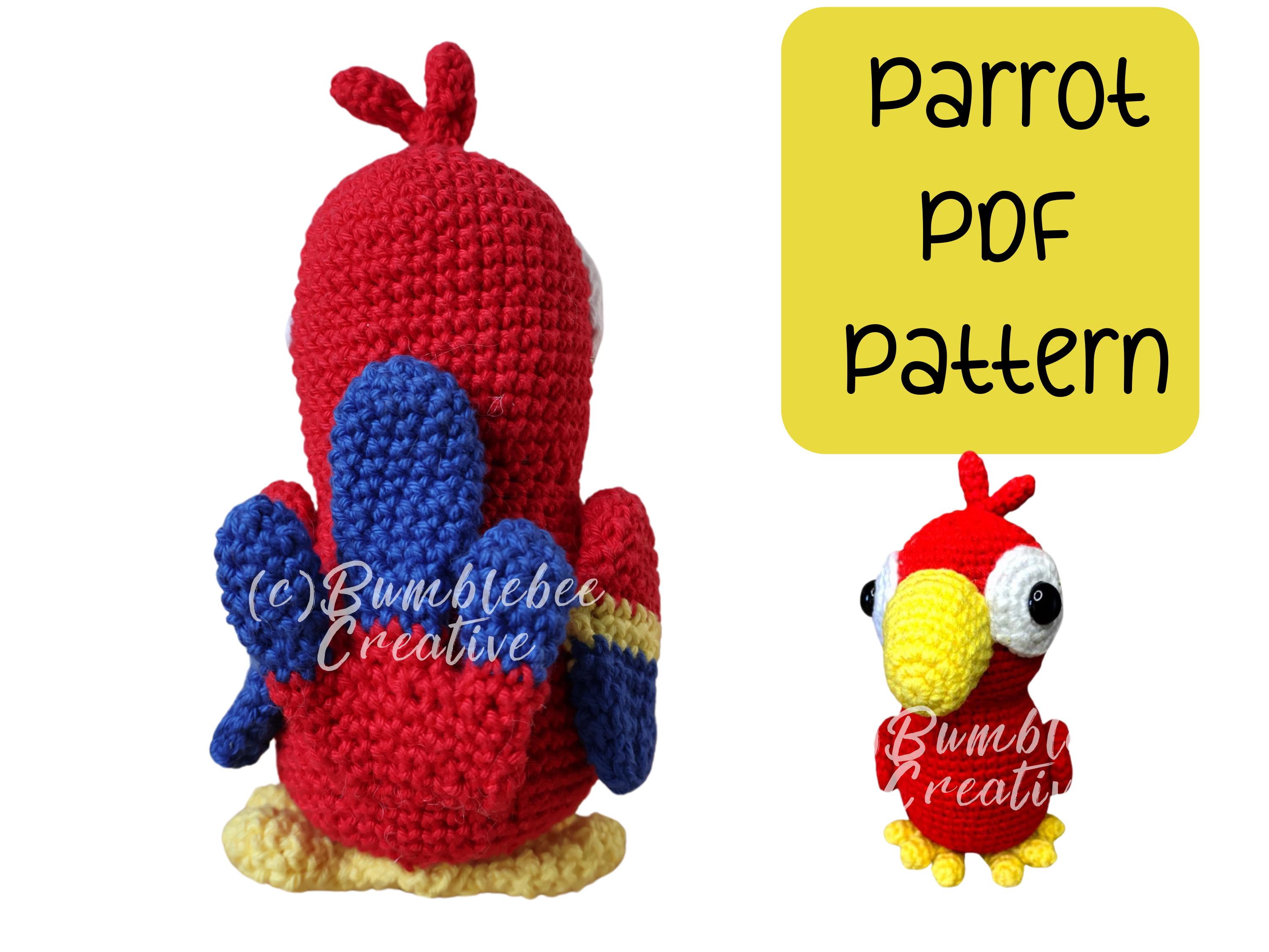 Parrot Crochet Amigurumi Pattern Plush Kawaii Stuffed Animal Bird ...