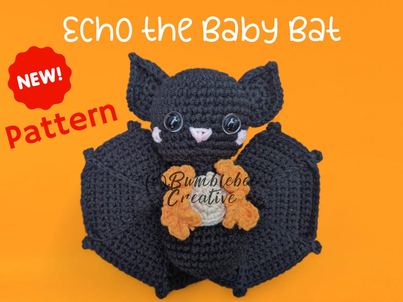 Baby Bat Crochet Amigurumi PDF Pattern Plush Kawaii Stuffed Animal ...