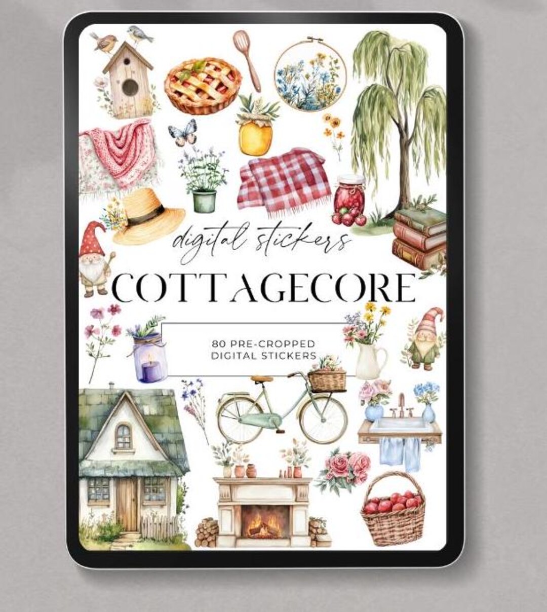 Cottage Core Digital Stickers 80 Beautiful PNG Pre-cropped Stickers for ...