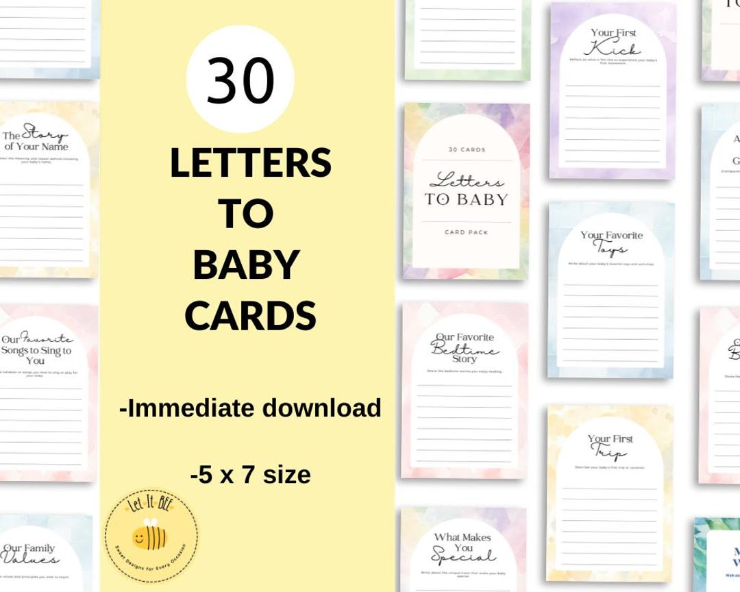 Letters to Baby 30 Printable Journal Prompt Cards 5 X 7 Size Immediate ...