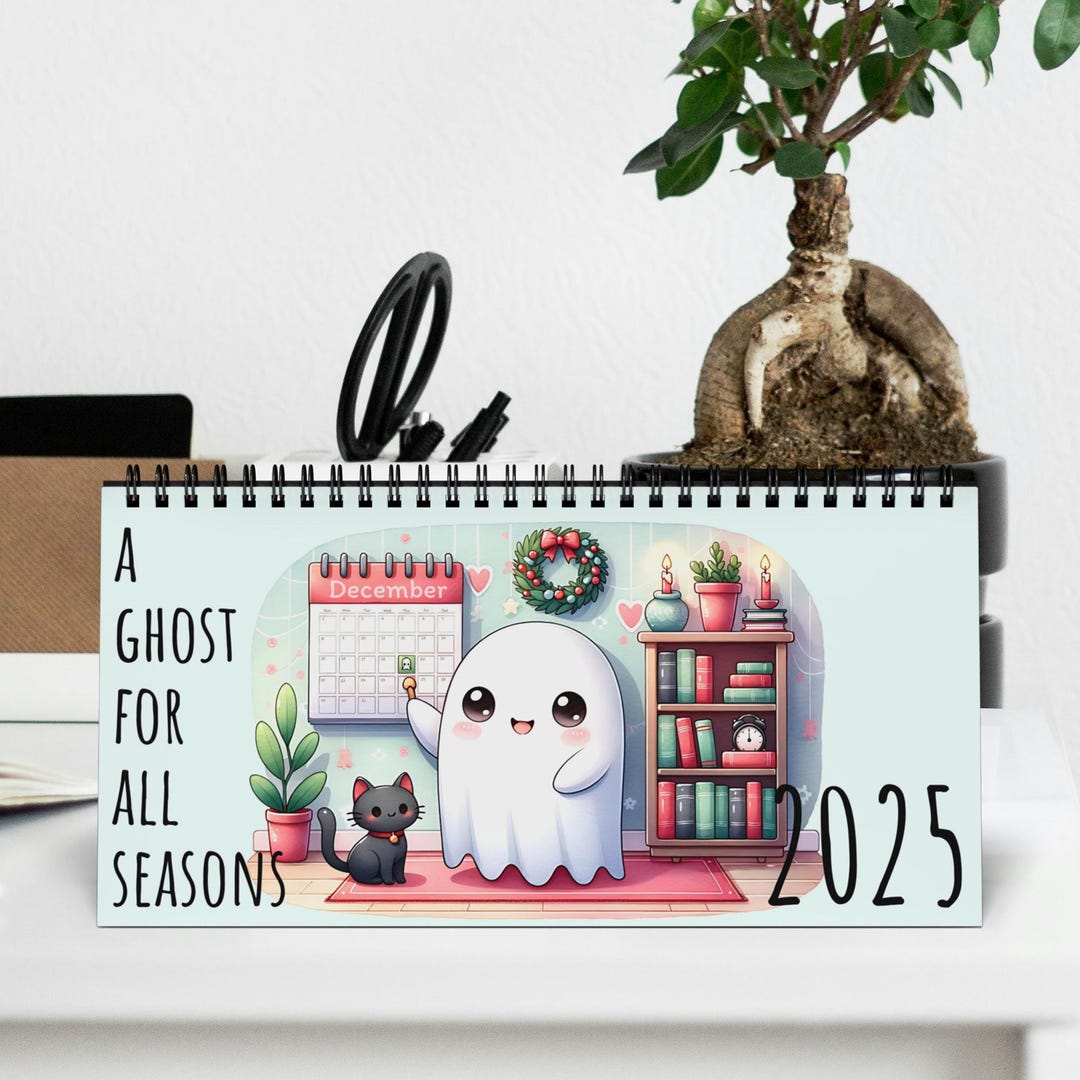 Cute Ghost Desktop Calendar for 2025, Cute Sheet Ghost Calendar, Cute ...
