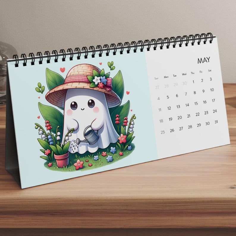 Cute Ghost Desktop Calendar for 2025, Cute Sheet Ghost Calendar, Cute ...