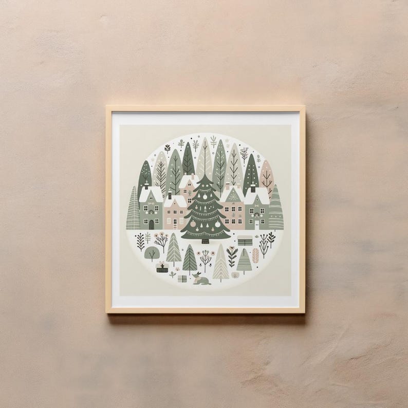 Scandi Art Christmas Village PNG, Christmas Village Clipart, Christmas ...