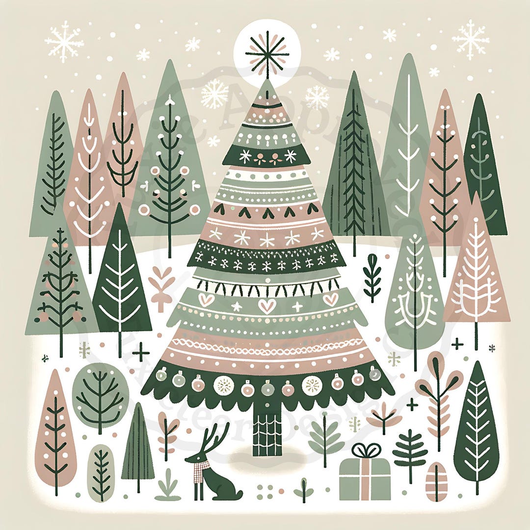 Scandi Art Christmas Tree PNG, Christmas Tree Clipart, Christmas Tree ...