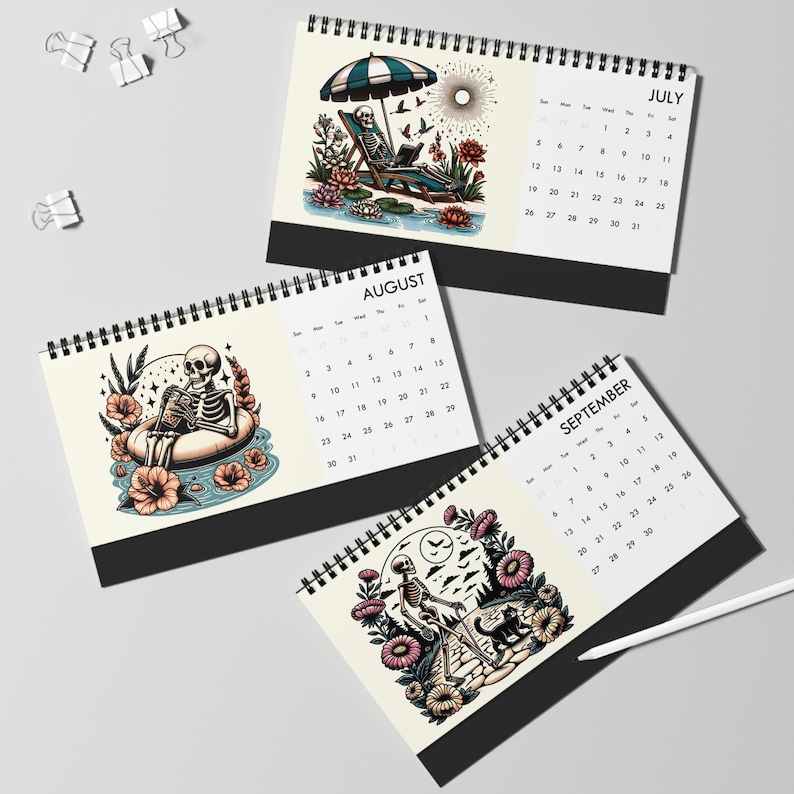 Dead Inside but It's 2026 Desktop Calendar, 2026 Skeleton Calendar ...
